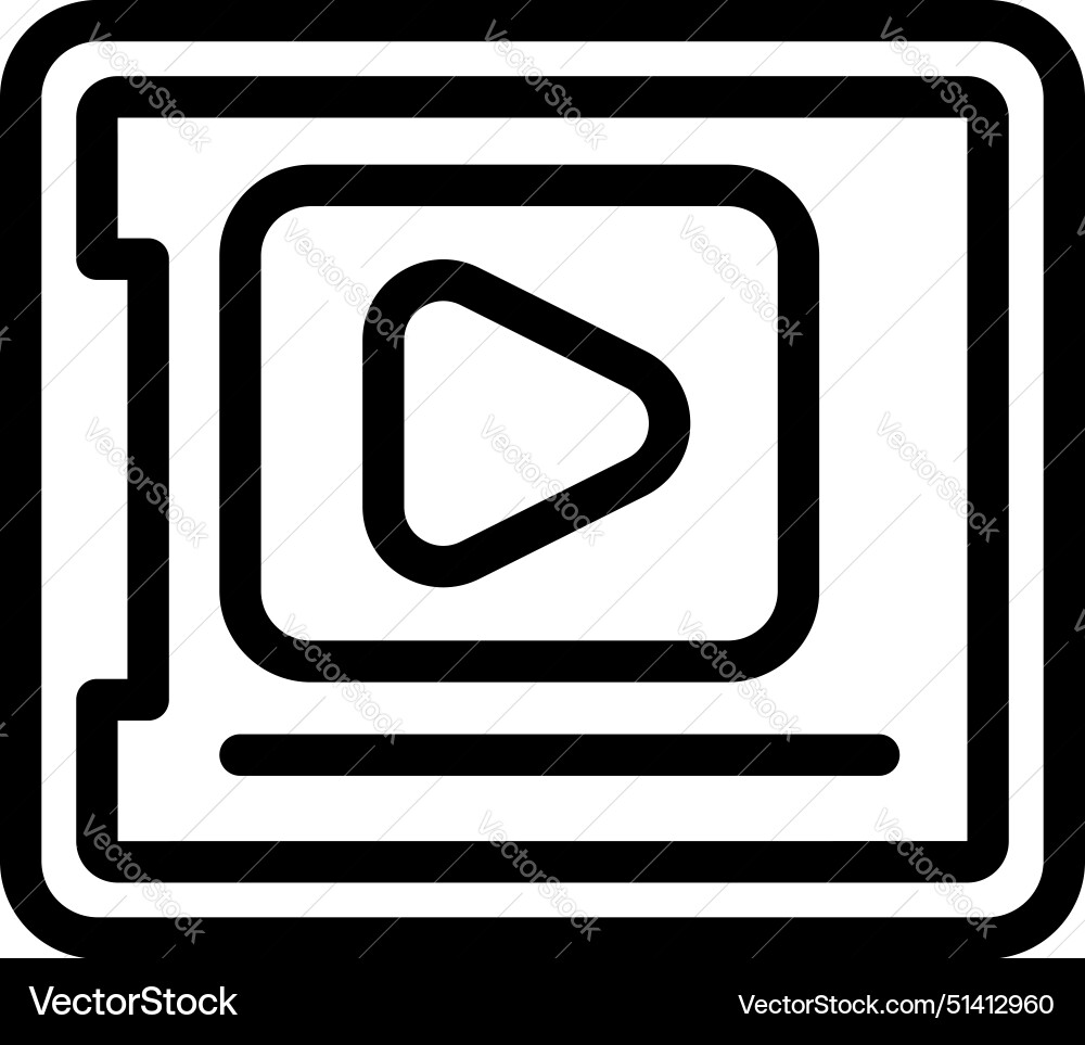 Play button icon in bold outline Royalty Free Vector Image