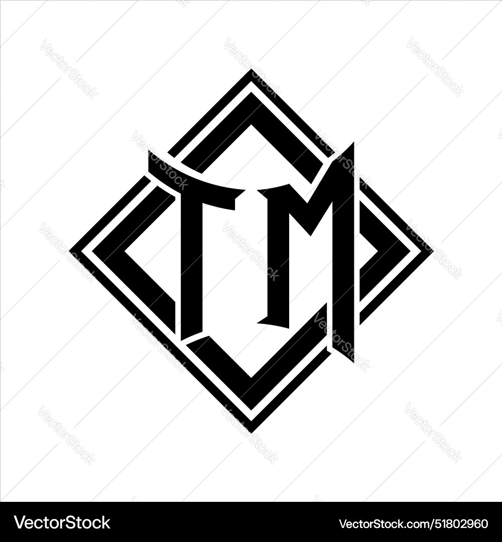 Tm letter logo with abstract shield shape Vector Image