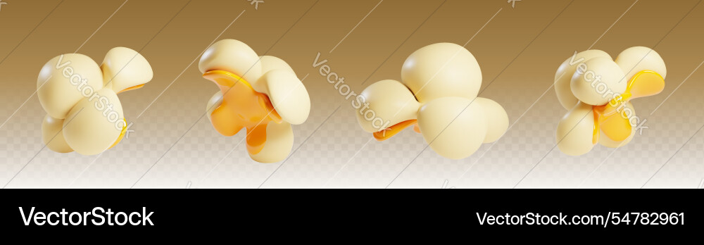 3d popcorn isolated realistic cinema kernel icon Vector Image