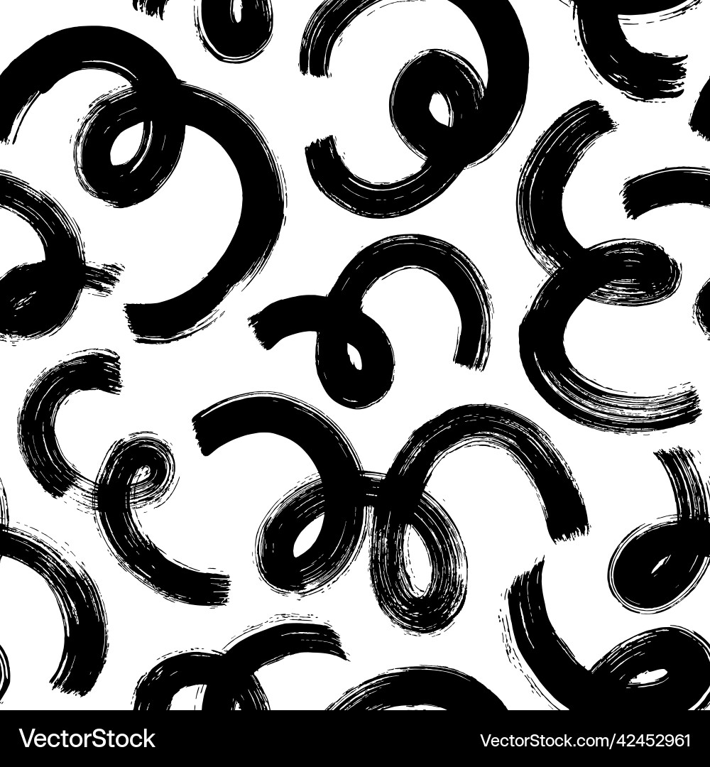 Bold grunge curly lines seamless pattern Vector Image