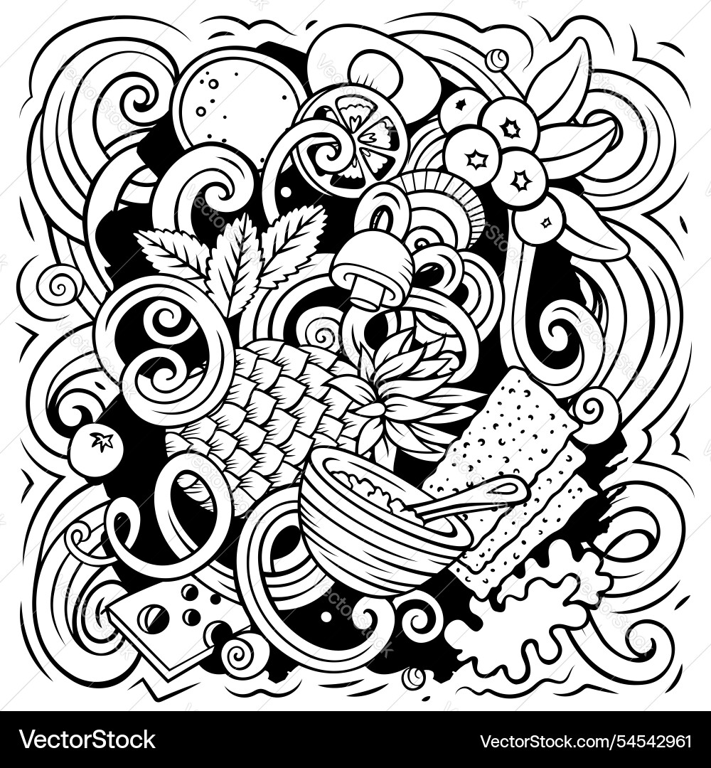Cartoon doodles diet food Royalty Free Vector Image