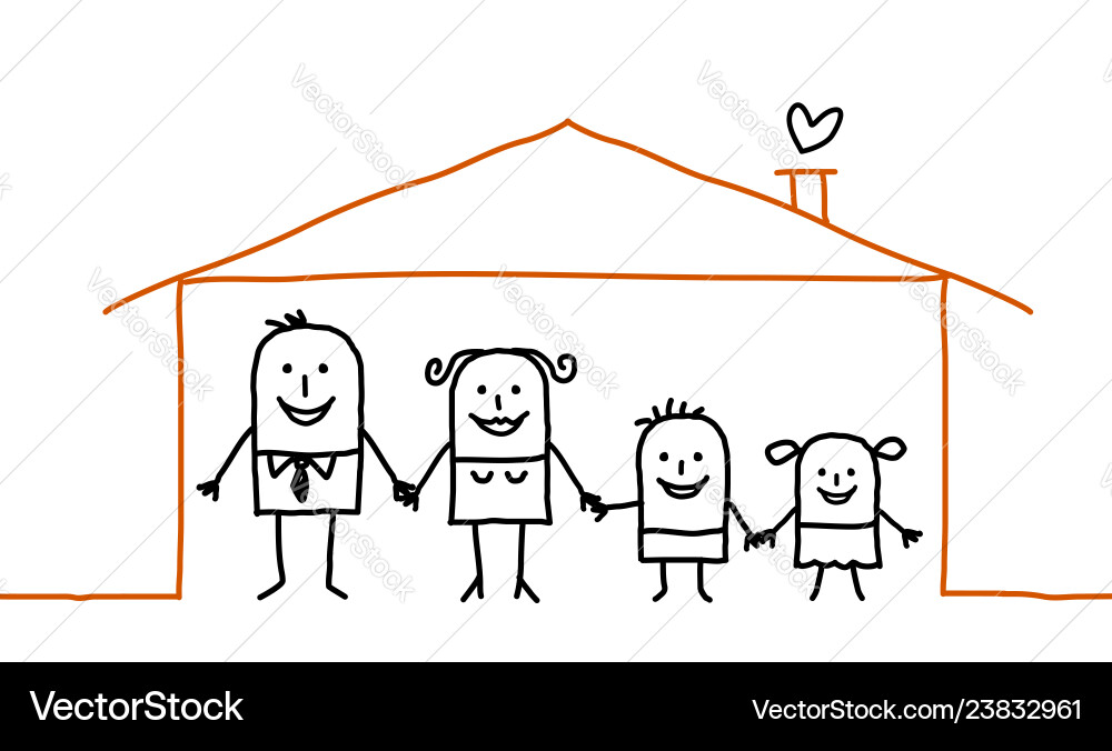 Cartoon family - at home Royalty Free Vector Image