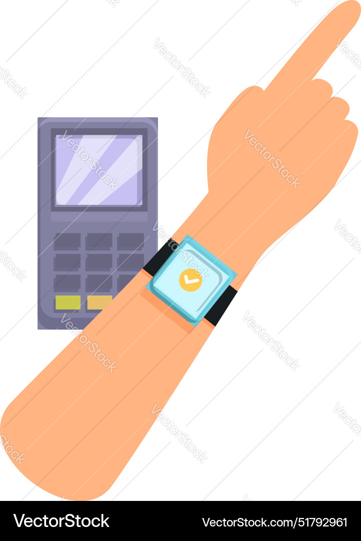 Customer paying contactless using smartwatch nfc Vector Image