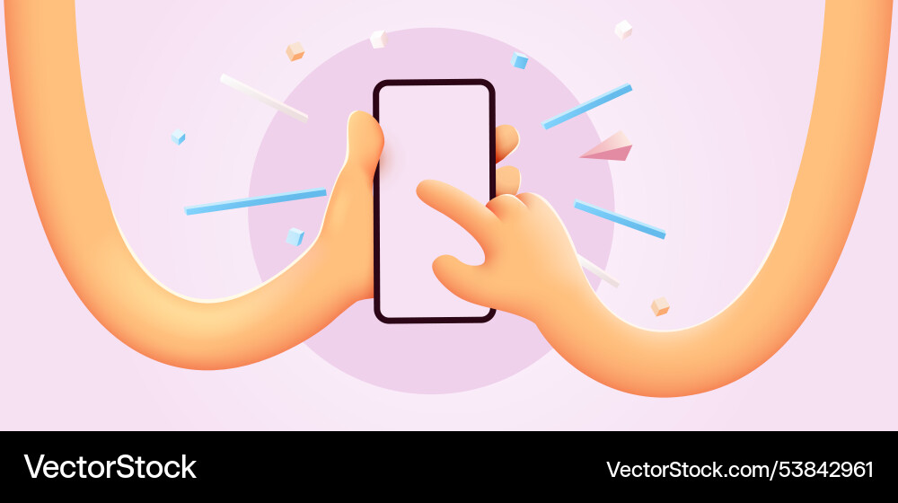 Cute cartoon hand holding mobile smart phone Vector Image