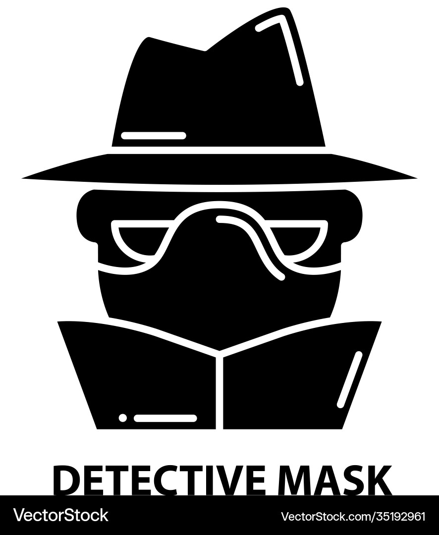 Detective mask icon black sign Royalty Free Vector Image