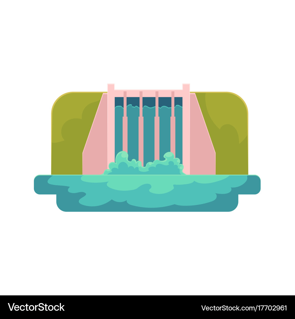 Flat hydroelectric dam power station Royalty Free Vector