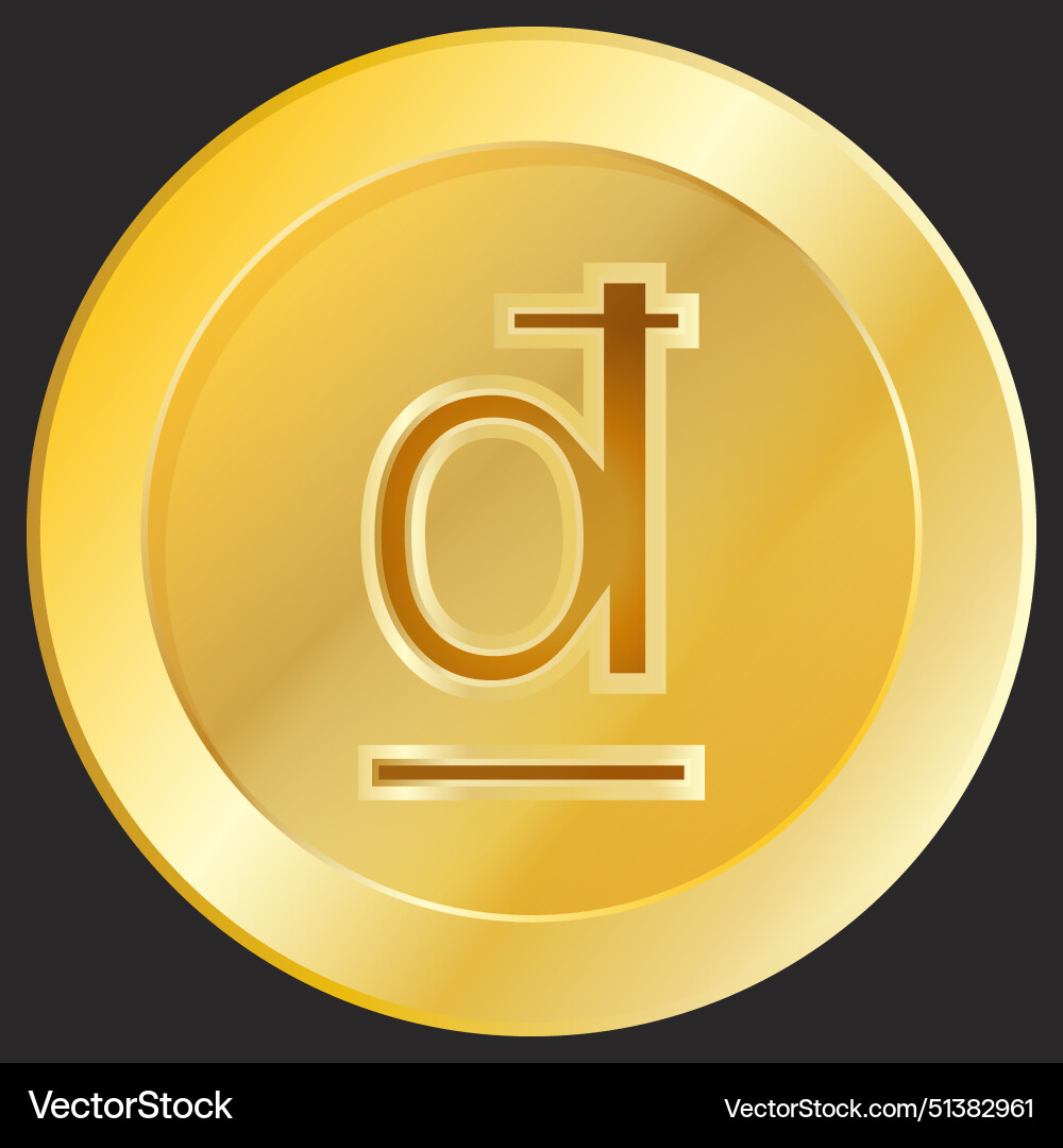 Gold coin with a dong symbol Royalty Free Vector Image