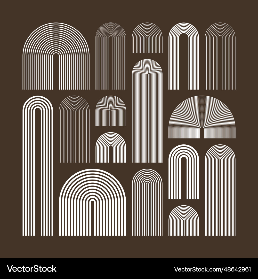 Mid century arch elements modern geometric shapes Vector Image