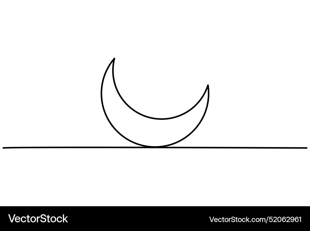 Moon continuous one line drawing Royalty Free Vector Image
