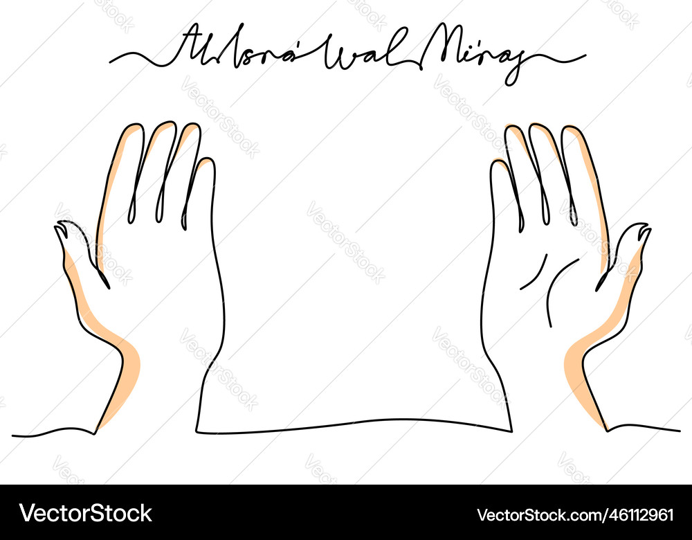 One continuous single line of hand praying Vector Image
