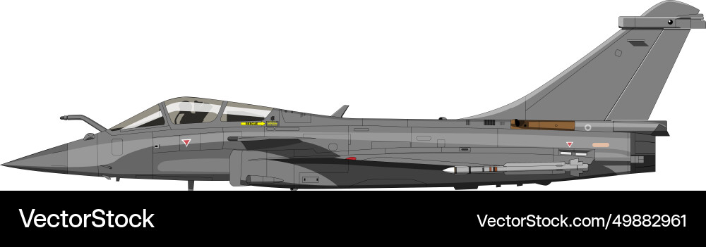 Rafale multi role fighter jet side view Royalty Free Vector
