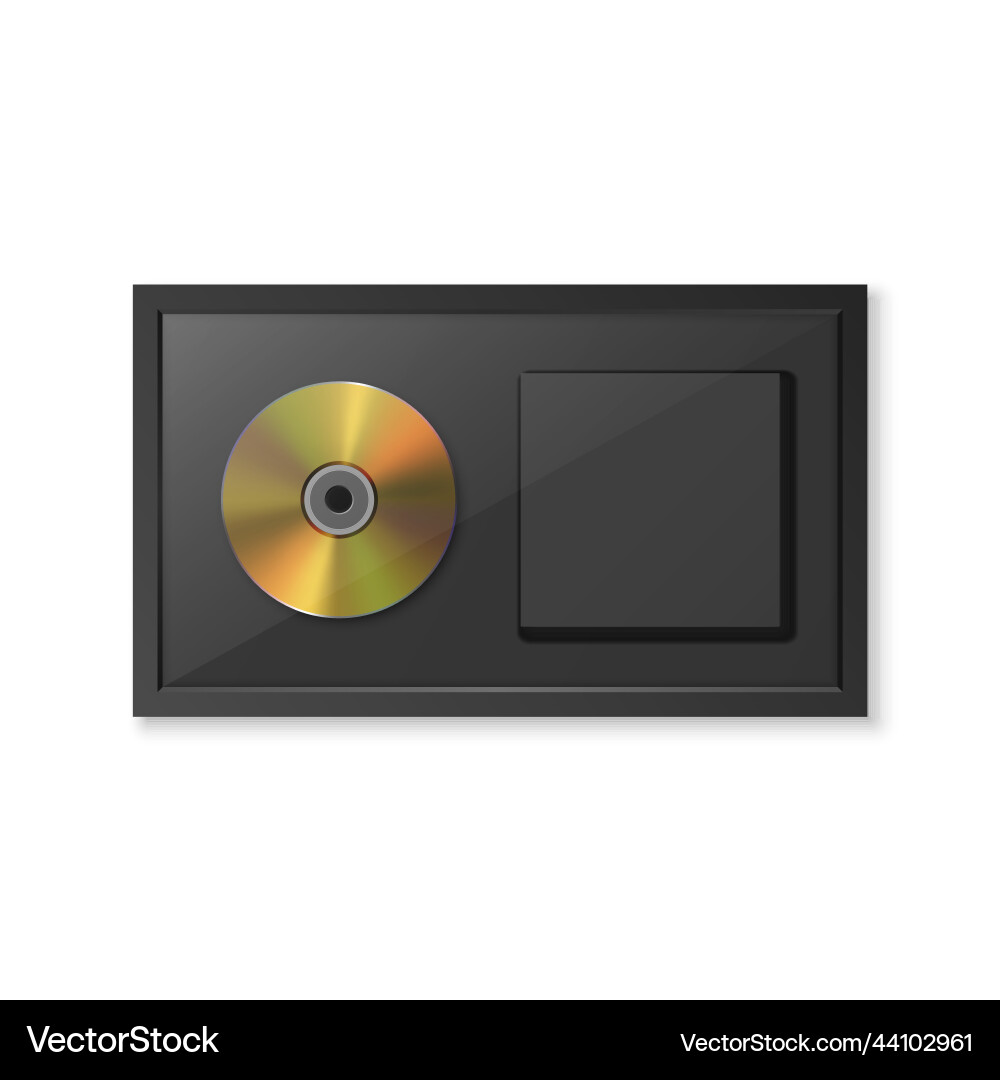 Realistic 3d yellow golden cd label Royalty Free Vector