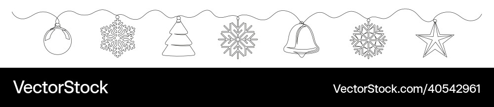 Set of continuous one line drawings christmas Vector Image