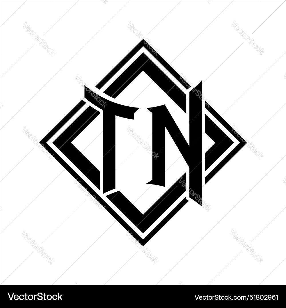 Tn letter logo with abstract shield shape Vector Image