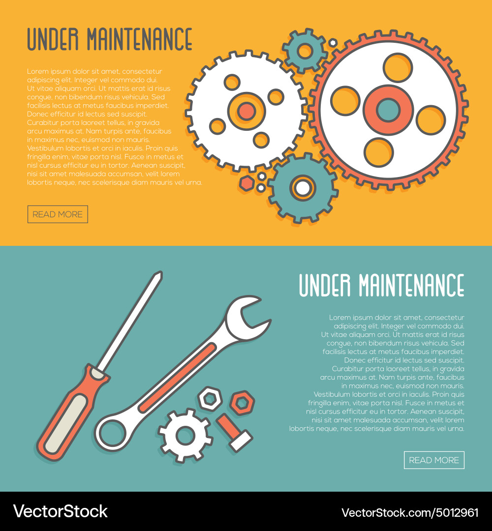 Under maintenance website page message banners Vector Image