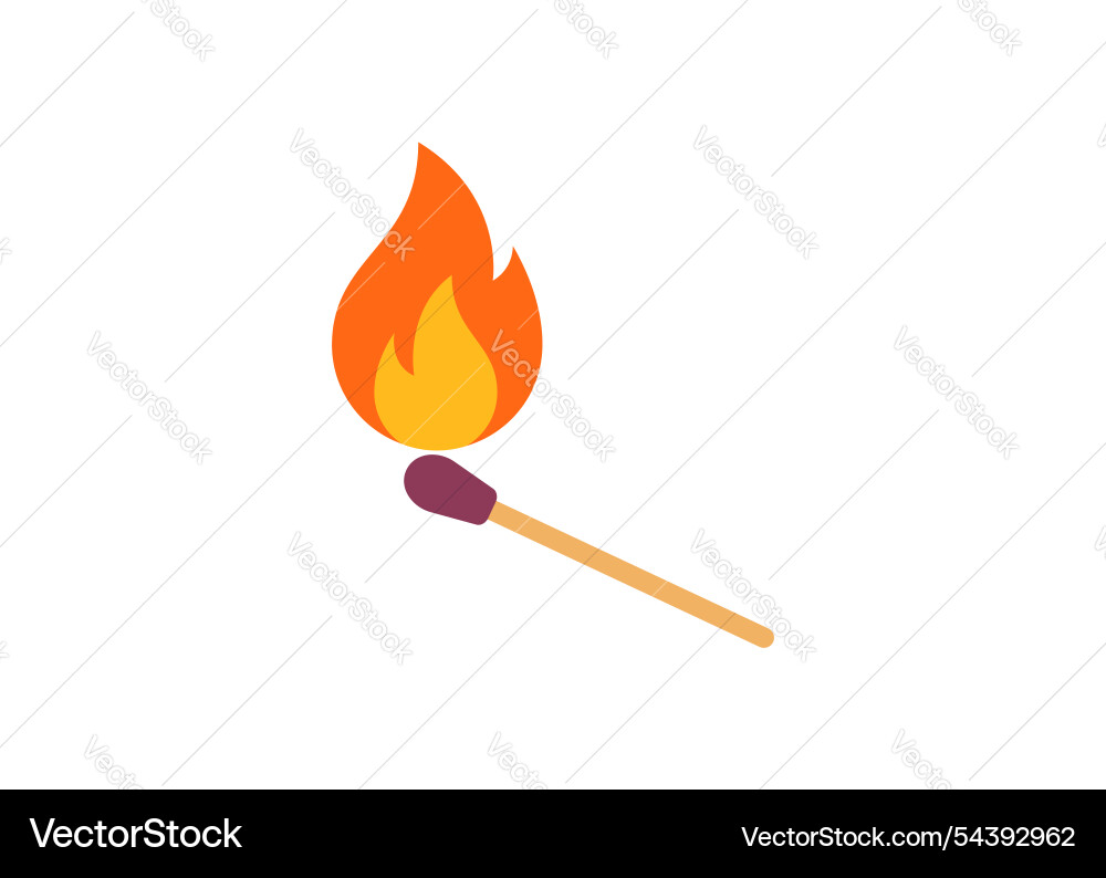 Burning Matchstick-Symbol mit Feuer Lizenzfreier Vektor