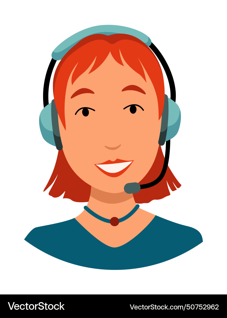 Call center operator avatar with headphone online Vector Image
