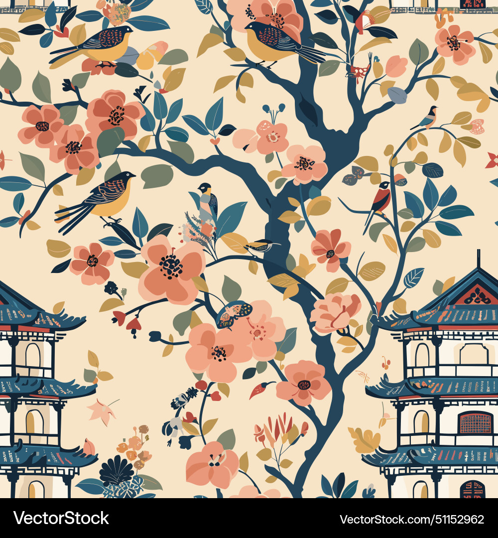 Chinoiseries seamless pattern with clouds chinese Vector Image