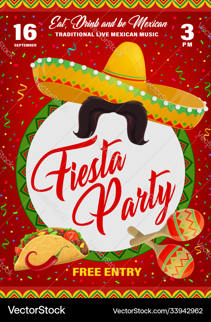 Mexican Fiesta Party Flyer Royalty Free Vector Image