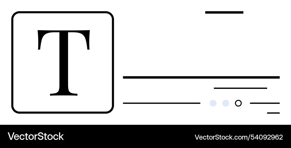 Minimalist design featuring a large t character Vector Image