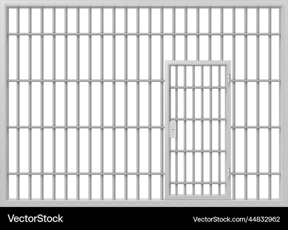 Prison bars with locked door realistic Royalty Free Vector