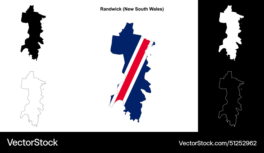 Randwick outline map Royalty Free Vector Image