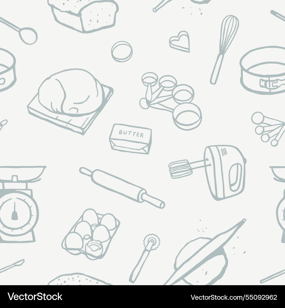 Seamless pattern with hand drawn baking Royalty Free Vector