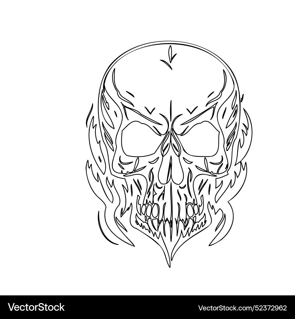 Skull halloween scary outline sketch Royalty Free Vector