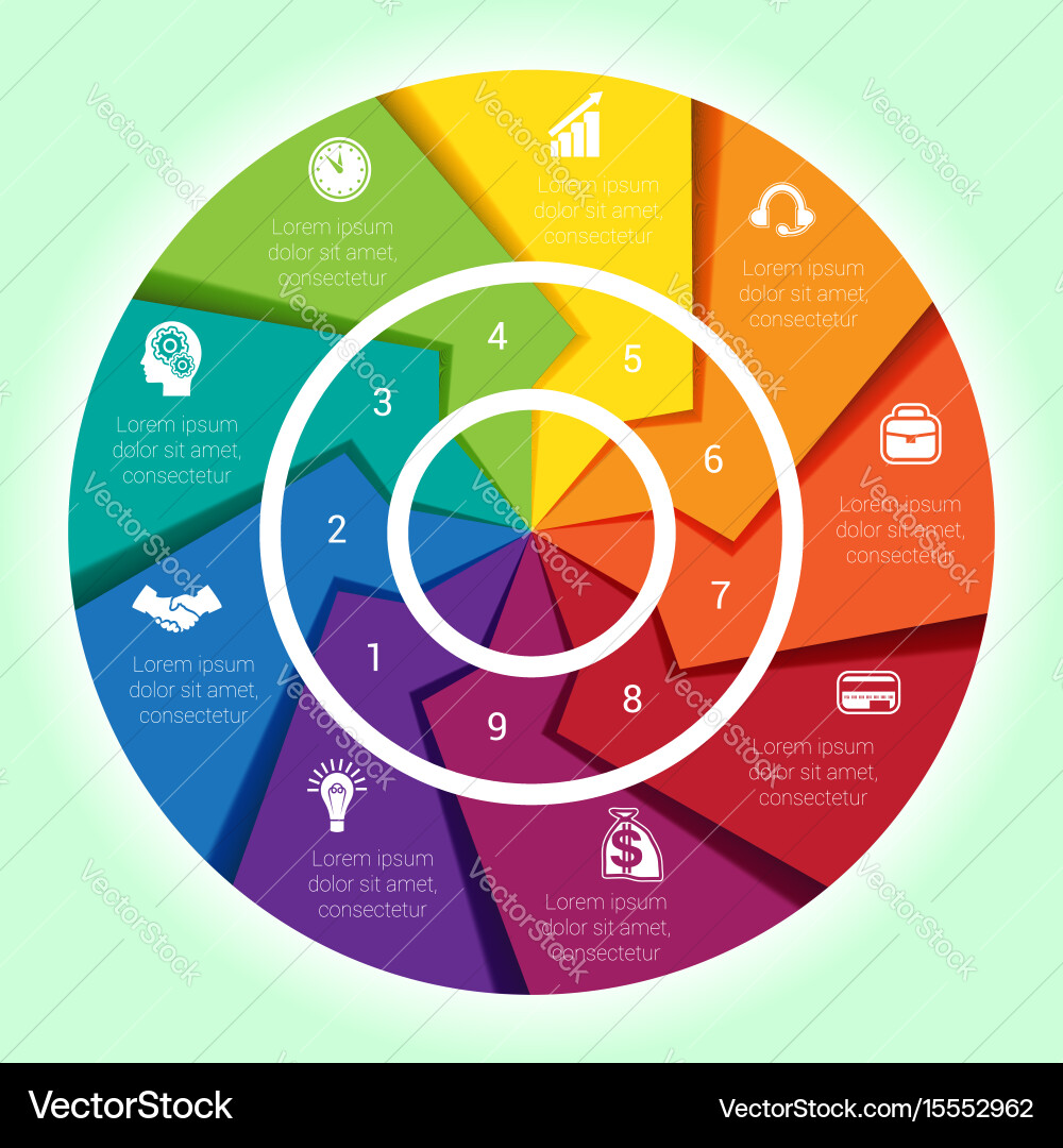 Template cyclic diagramme for infographic nine Vector Image