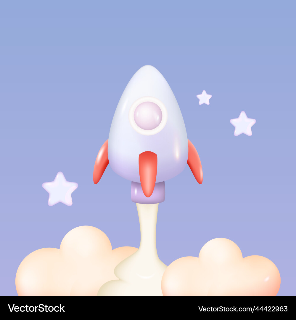 3d space rocket ship launch Royalty Free Vector Image