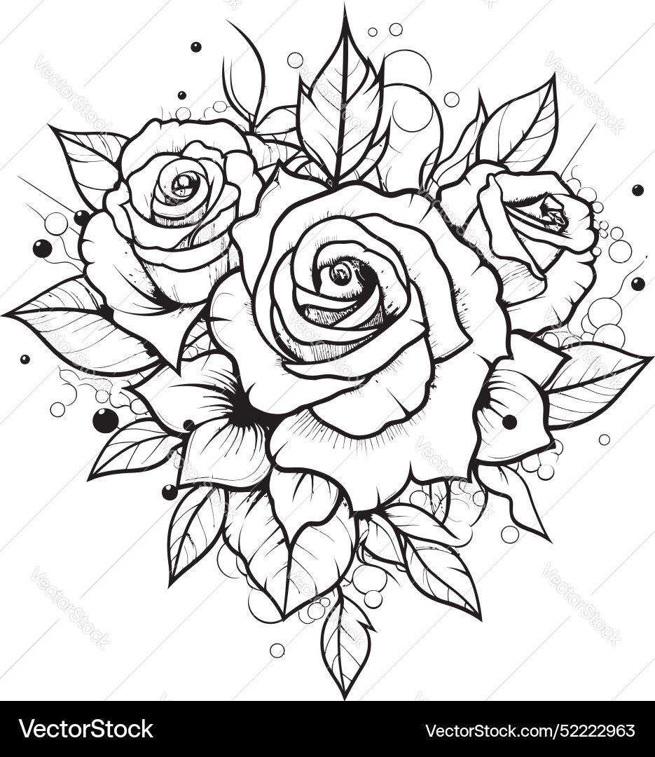 Abstract harmony black rose design with delicate Vector Image
