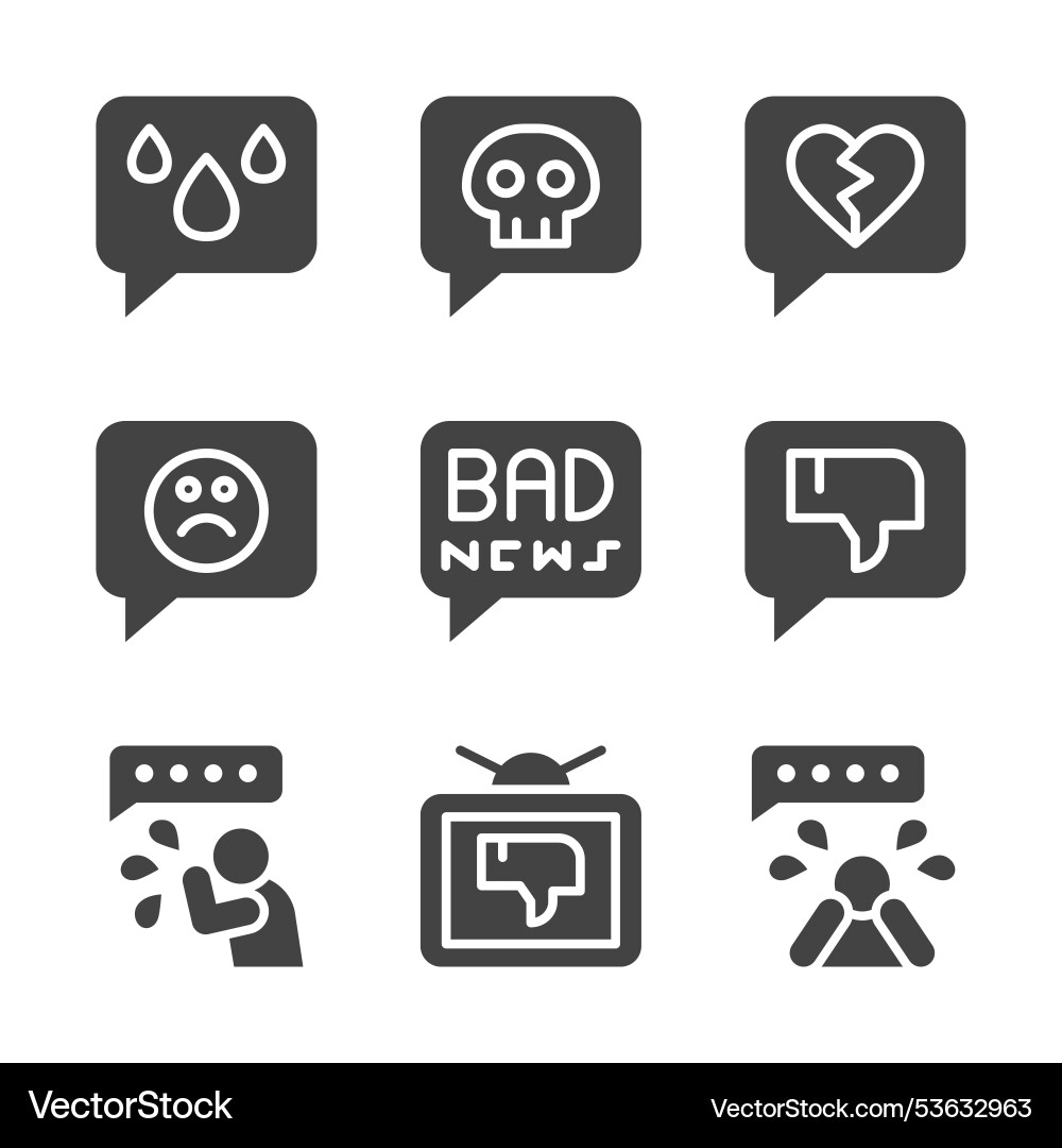 Bad news solid icon set Royalty Free Vector Image