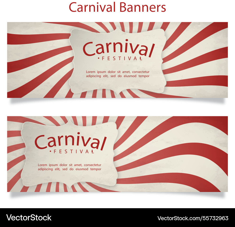 Carnival banners with red and white wavy shapes Vector Image