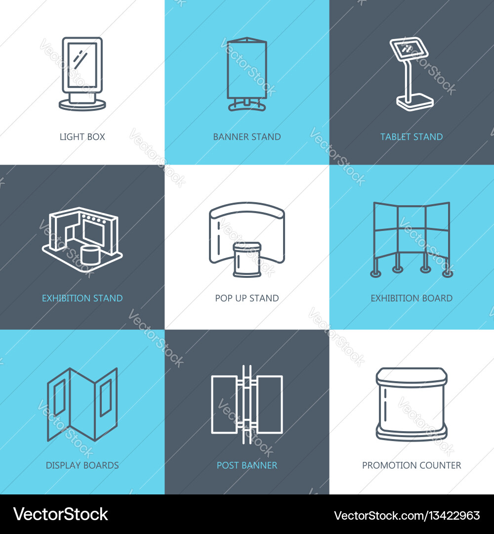 Exhibition Banner & Display Icons Royalty Free Vector