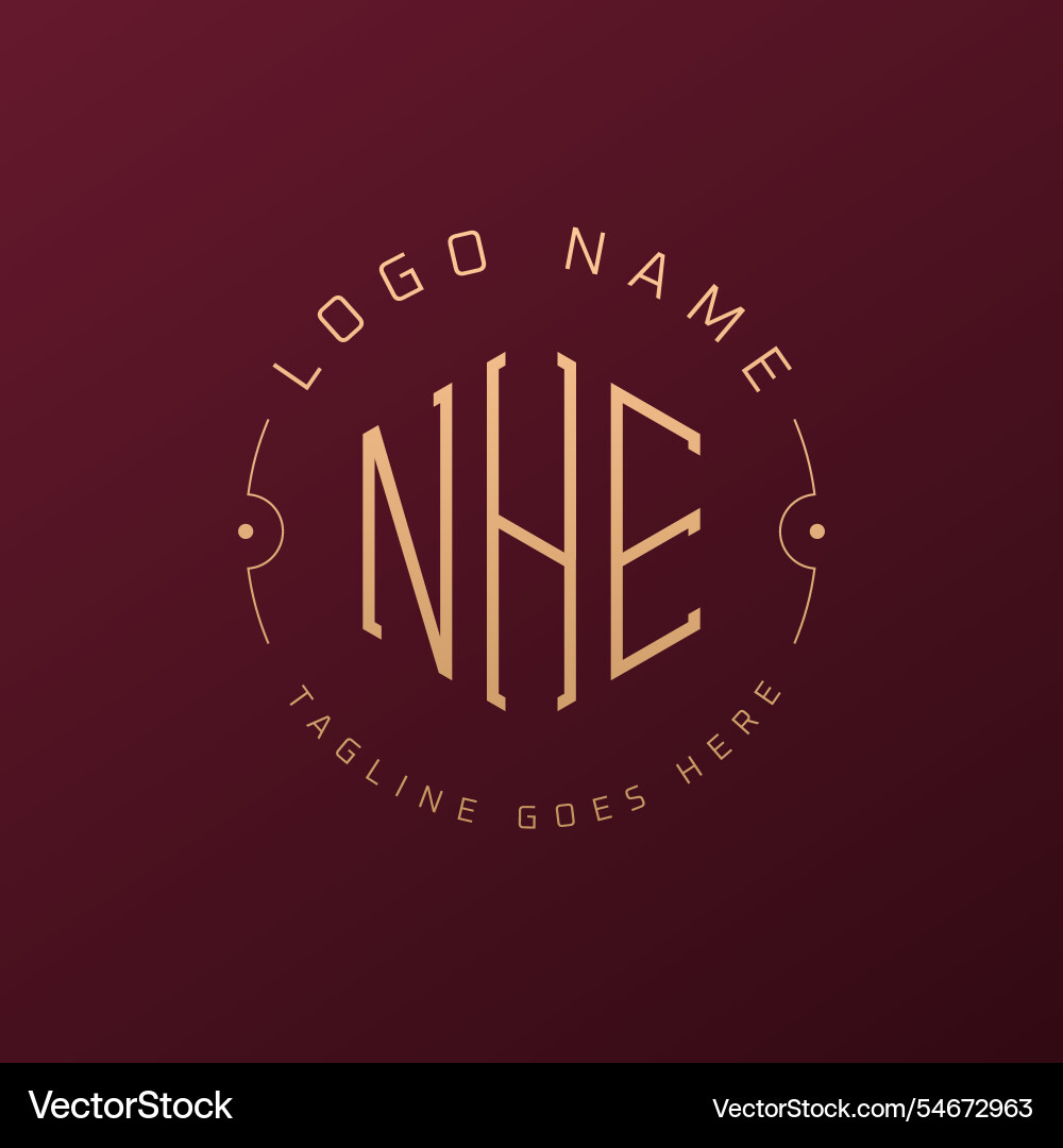 Luxury nhe logo design elegant letter Royalty Free Vector