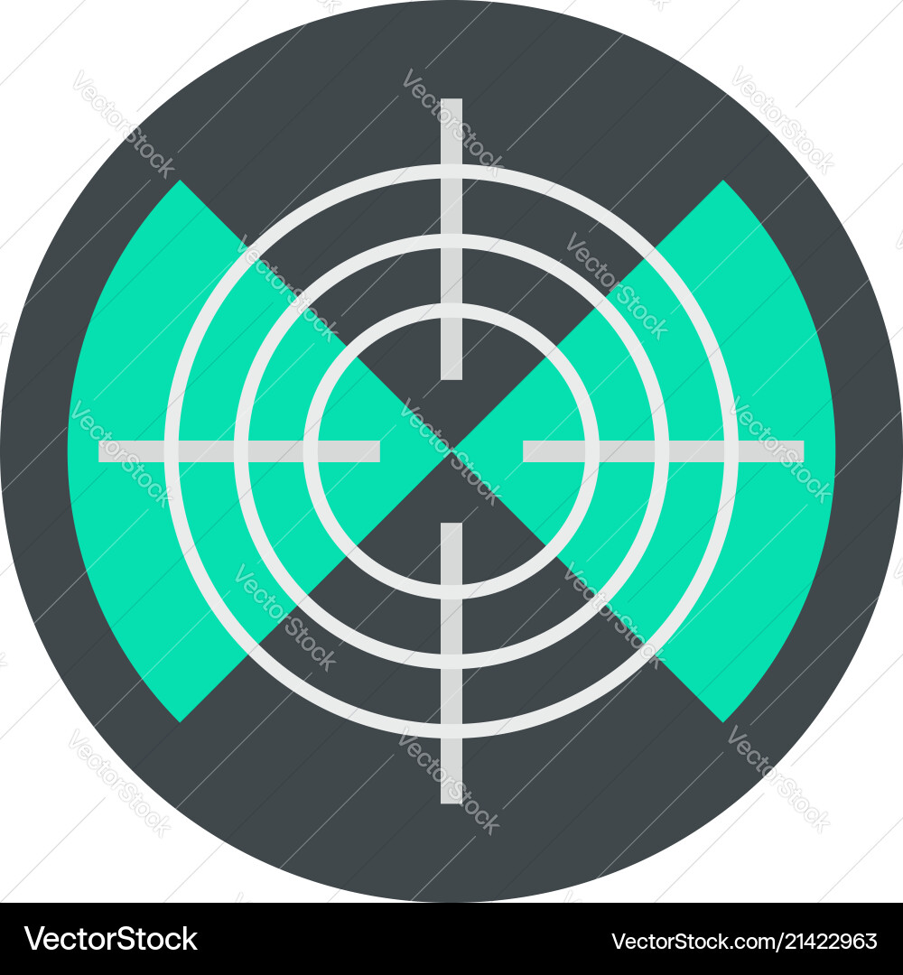 Maritime radar aim icon flat style Royalty Free Vector Image