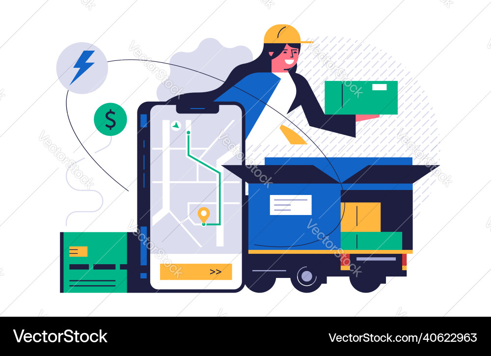 Online parcel delivery service concept phone Vector Image