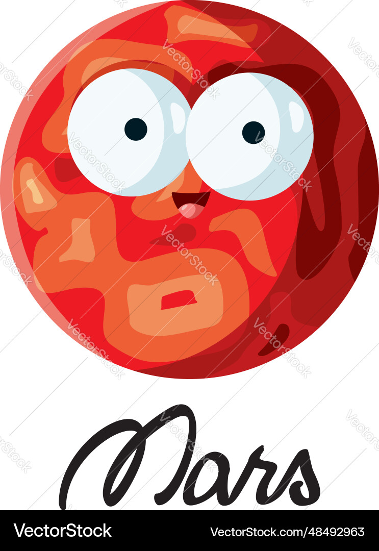 Smiling Mars Cartoon Planet Royalty Free Vector Image
