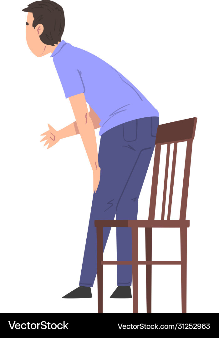 Young man getting up from his chair side view Vector Image