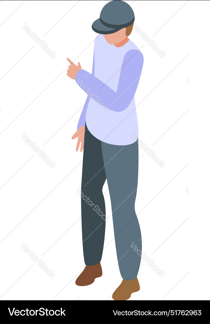 Young man pointing with finger showing direction Vector Image
