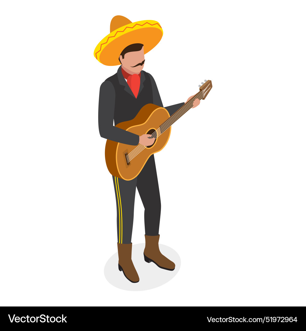 3d isometric flat of mariachi Royalty Free Vector Image