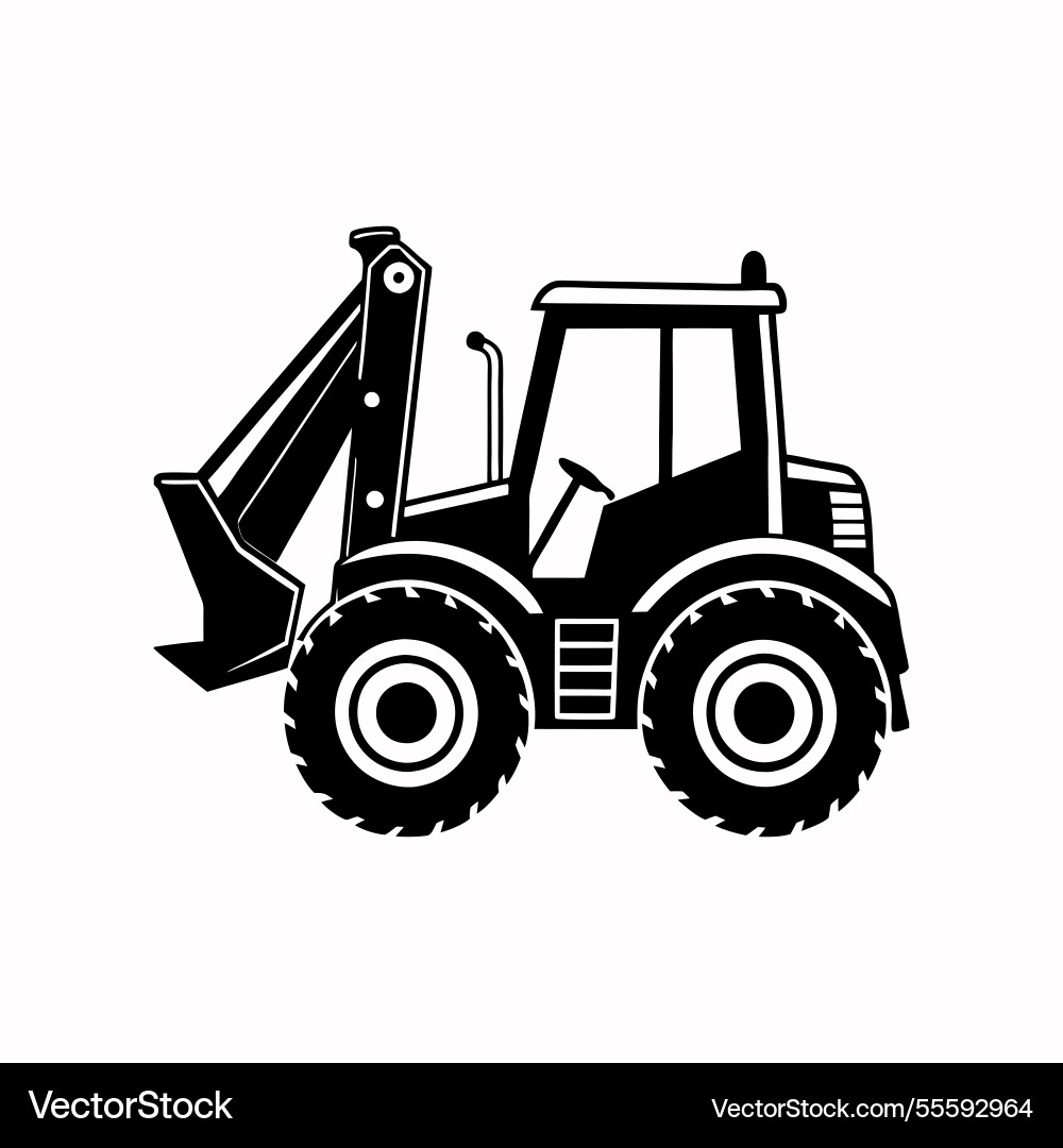 Backhoe loader on white background Royalty Free Vector Image
