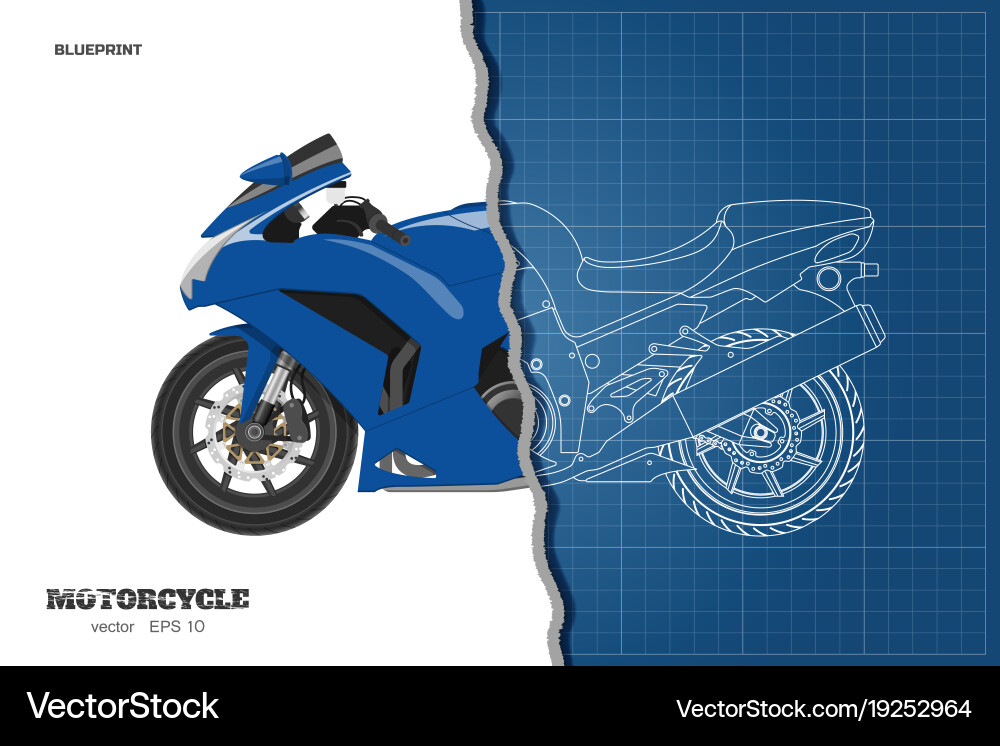 Blue motorcycle in realistic style side view Vector Image