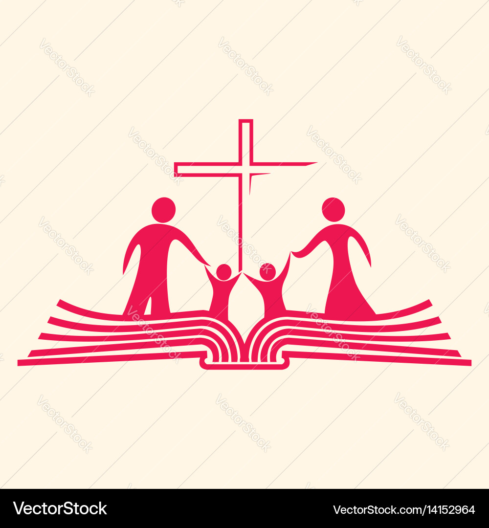 Christian Family with Bible Royalty Free Vector Image