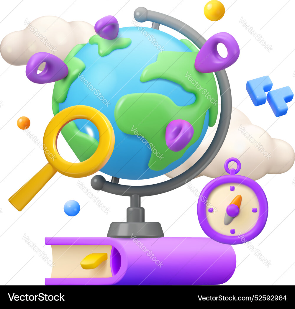 Geography class 3d icon Royalty Free Vector Image