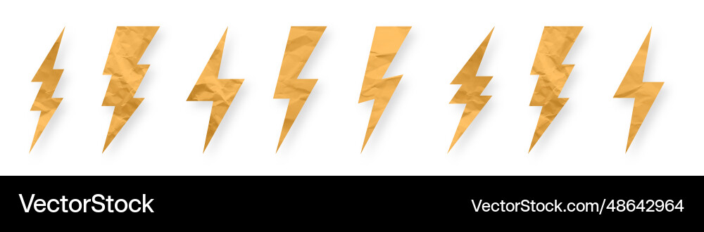 Lightning bolt crumpled paper texture cardboard Vector Image