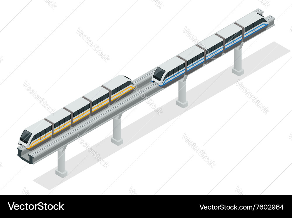 Monorail train sky isometric Royalty Free Vector Image