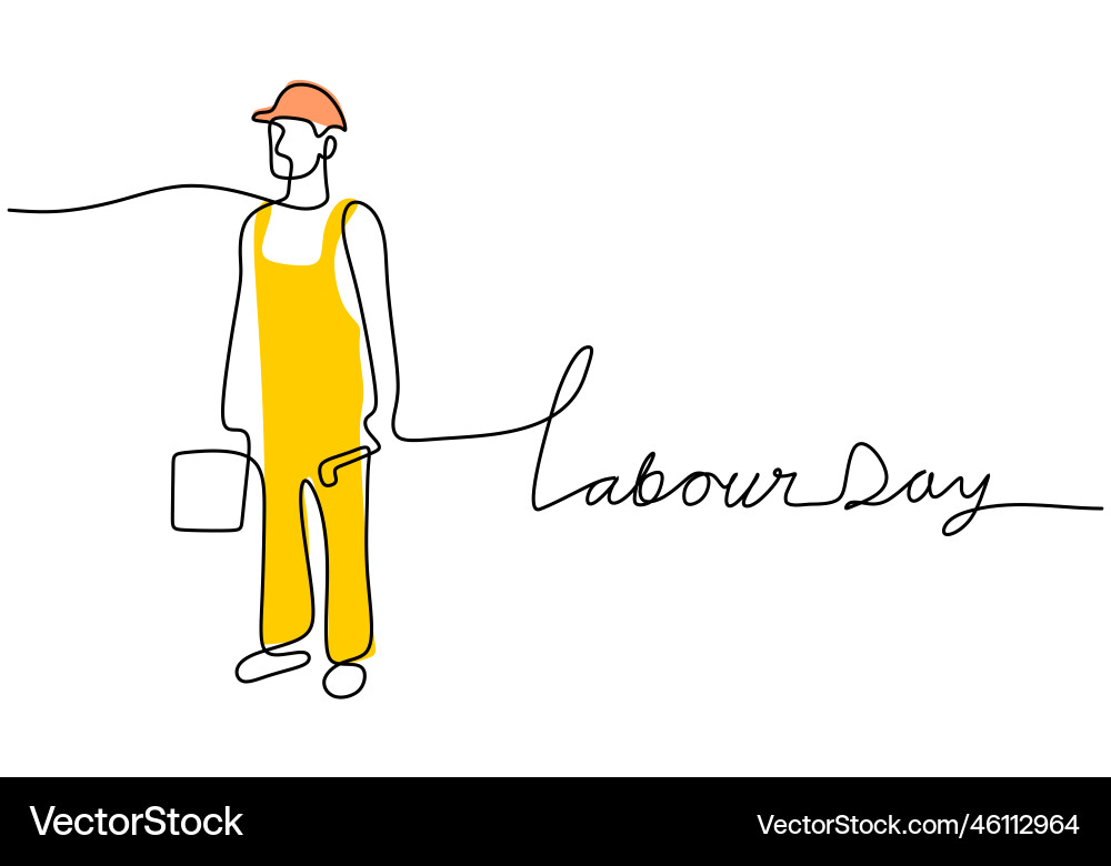 One continuous single line of worker for labor Vector Image