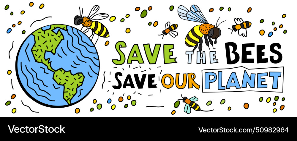 Save the bees and our planet world bee day Vector Image