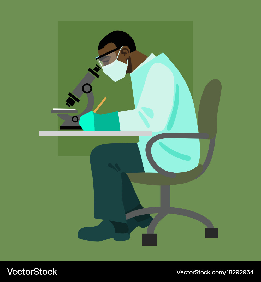 Scientist looking through microscope Royalty Free Vector